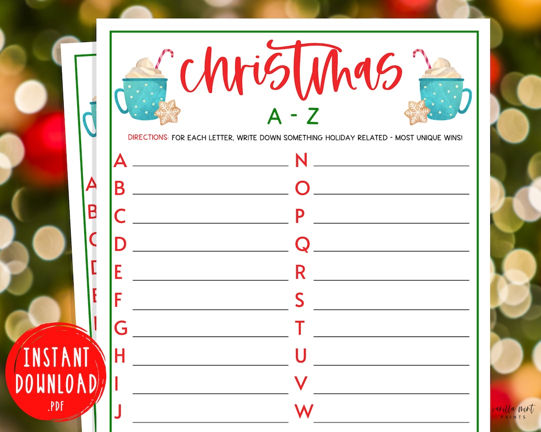 Christmas A-Z Game | Christmas Printable Games | Fun Christmas Day Game ...