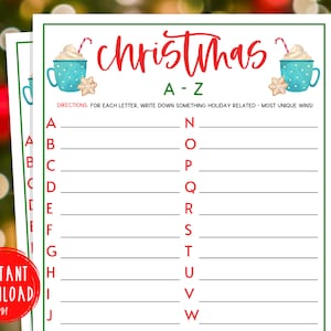 Christmas A-Z Game | Christmas Printable Games | Fun Christmas Day Game ...
