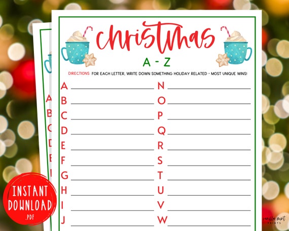 Christmas A-Z Game Christmas Printable Games Fun Christmas | Etsy