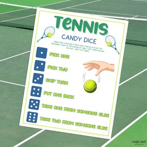 Tennis Candy Dice Game | Printable Tennis Themed Party Games | Games ...