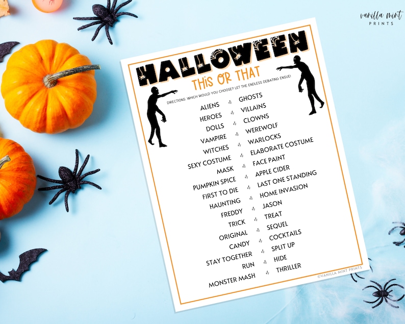 Halloween This or That Game Halloween Printable Games - Etsy
