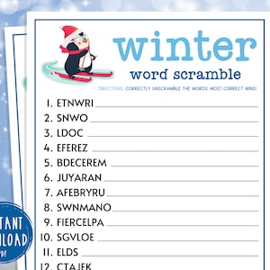 Winter Word Scramble Game | Printable Winter Games | Wintertime ...