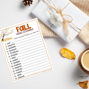 Fall Word Scramble Game | Printable Autumn Games | Fall Time Activities ...