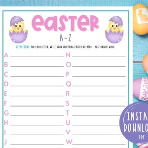 Easter A to Z Word Puzzle Printable Easter Games Party | Etsy