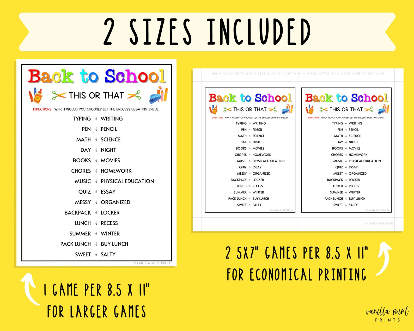 Back to School Game This or That First Day of School - Etsy