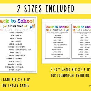 Back to School Game This or That First Day of School - Etsy