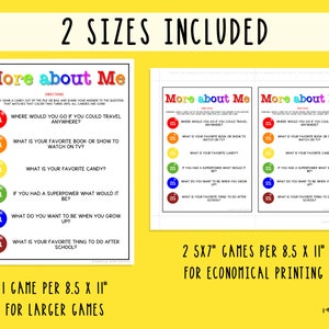 More About Me Icebreaker Game Back to School First Day of - Etsy
