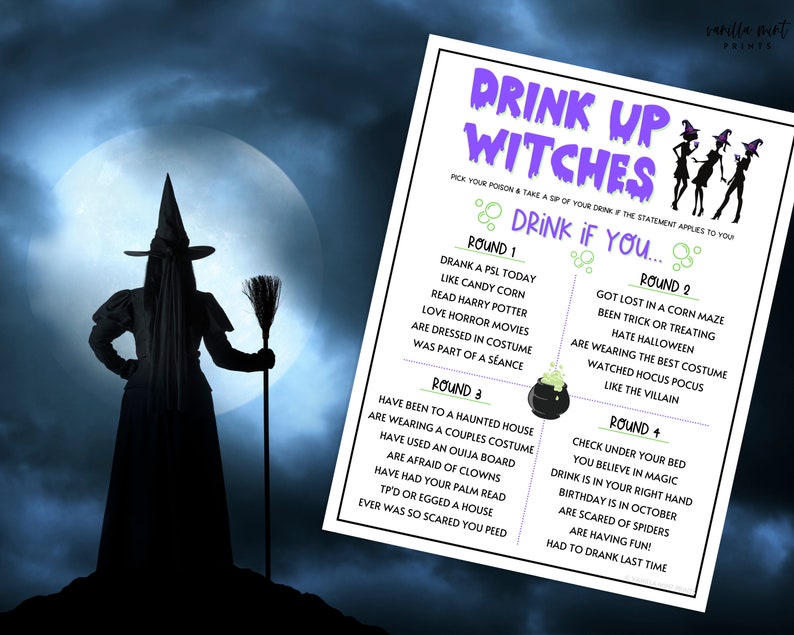 Witches Night Out Drinking Game Drink up Witches Drink If | Etsy