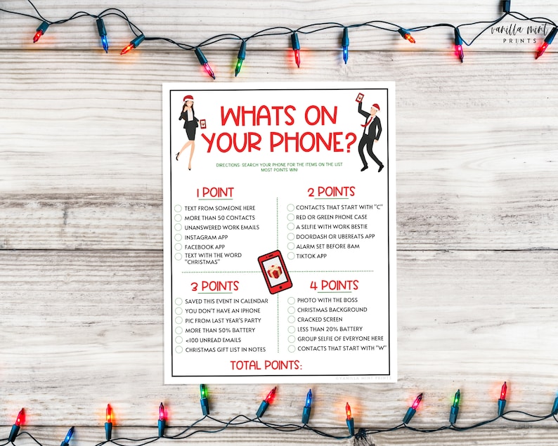 Holiday Office Party Whats on Your Phone Game Xmas Games - Etsy
