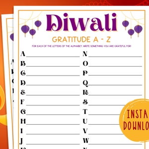 Diwali Gratitude A - Z Game | Printable Festival of Lights Party Games ...