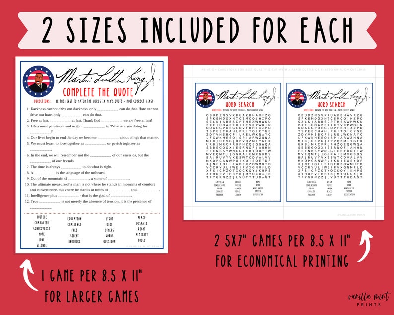 Martin Luther King Jr Day 6 Game Bundle MLK Jr Day Printable - Etsy