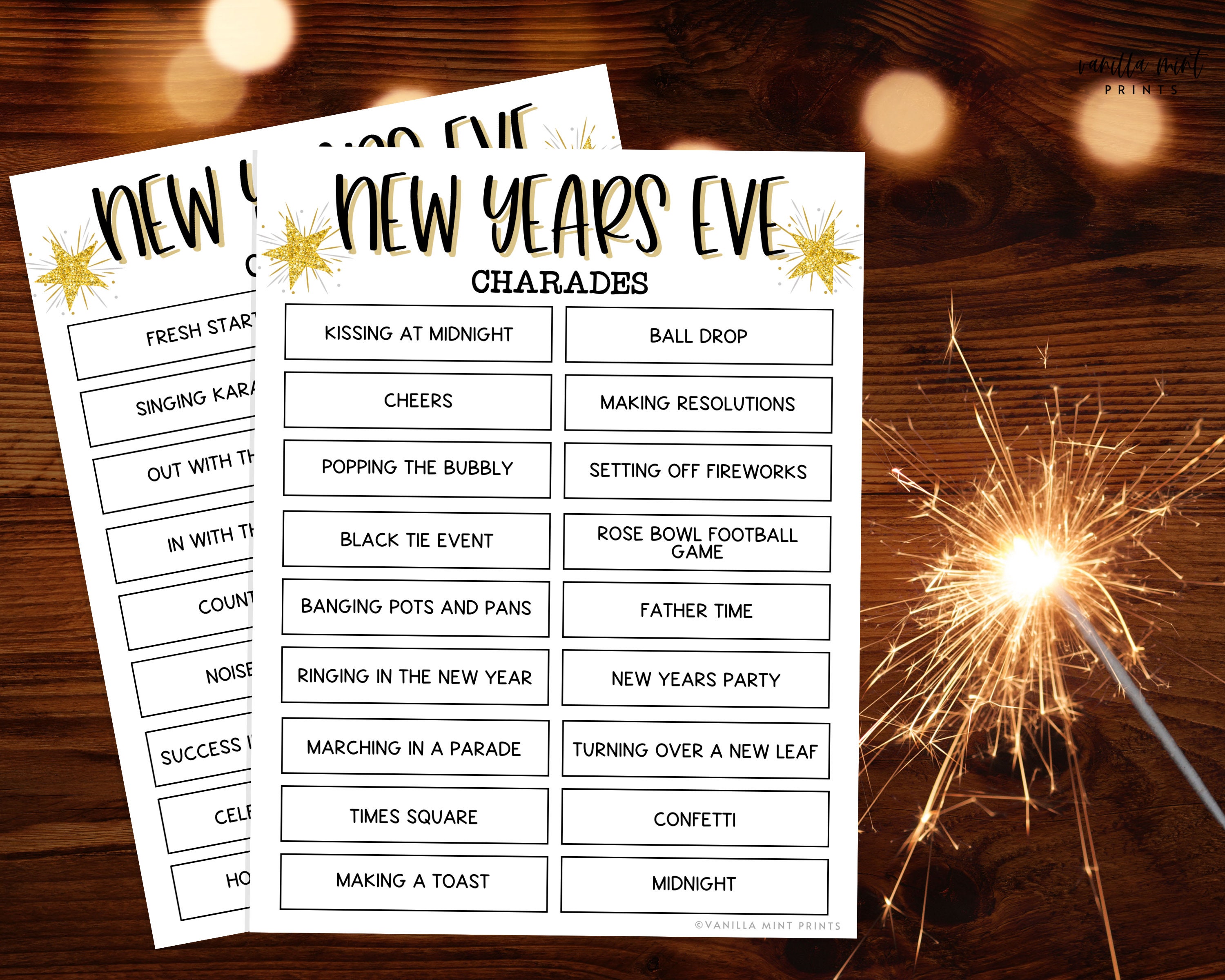 New Years Eve Charades Game Fun New Years Eve Party Games | Etsy