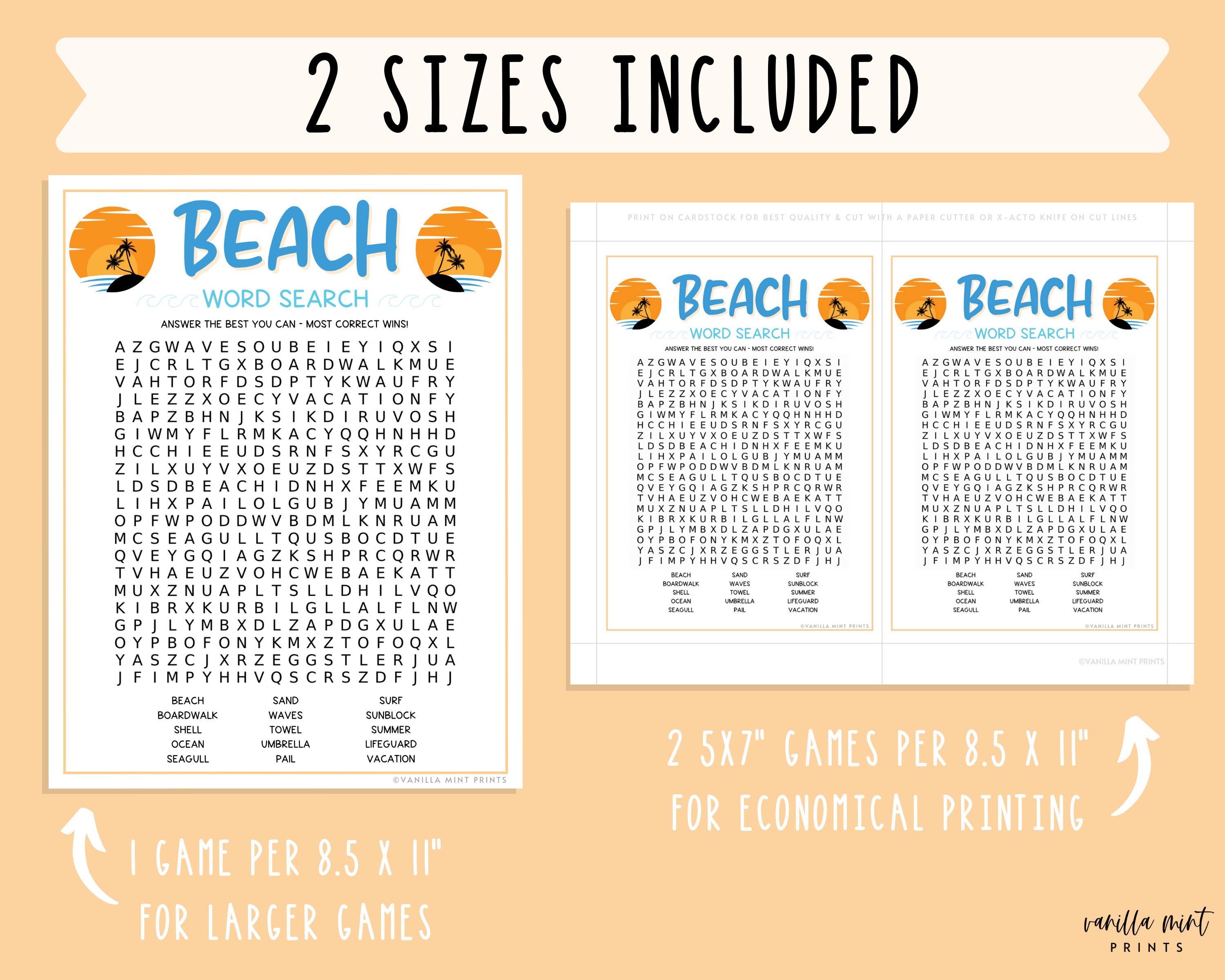 Beach Word Search Game | Printable Summertime Games | Fun Beach ...