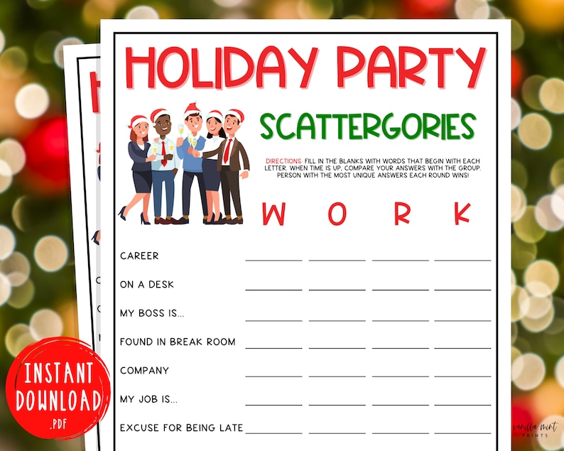 Holiday Office Party Scattergories Game Fun Xmas Games - Etsy