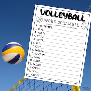 Volleyball Word Scramble Game | Printable Volleyball Team Party Games ...