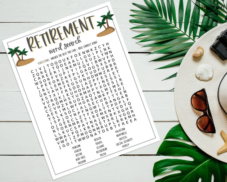 Retirement Party Games Retirement Word Search Fun - Etsy