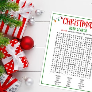 Christmas Word Search Game Christmas Printable Games Fun | Etsy