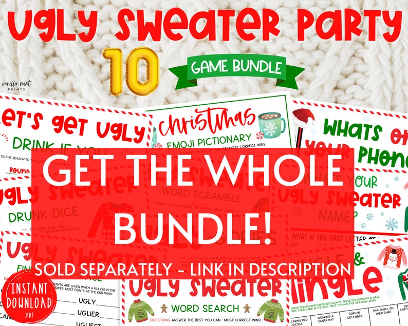 Ugly Sweater Party Word Scramble Game Christmas Printable | Etsy