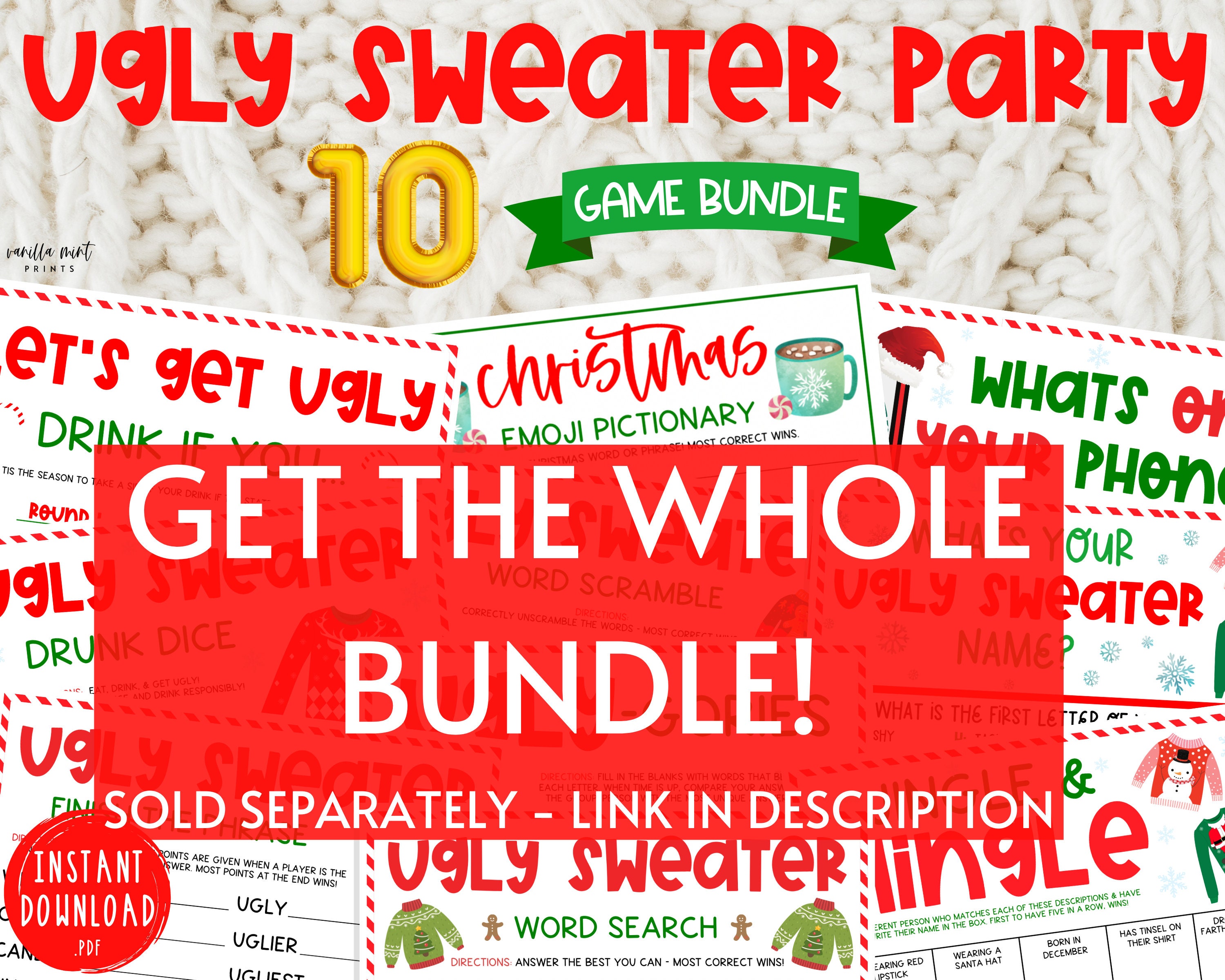 Ugly Sweater Party Word Scramble Game Christmas Printable | Etsy