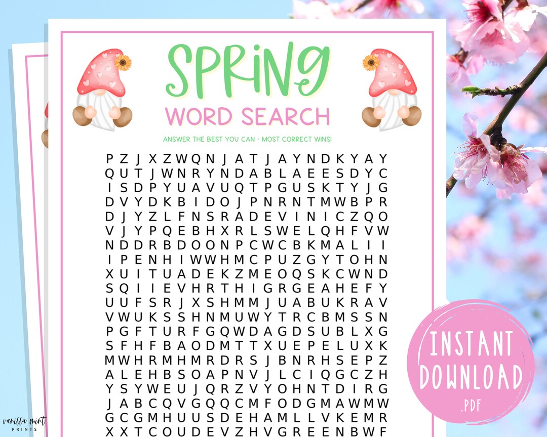 Spring Word Search | Printable Springtime Games | Party Games | Spring ...
