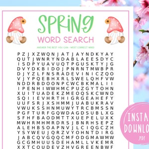 Spring Word Search | Printable Springtime Games | Party Games | Spring ...