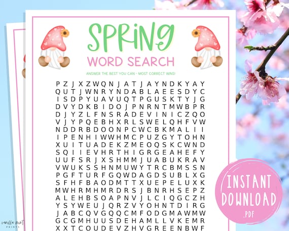 Spring Word Search Printable Springtime Games Party Games - Etsy