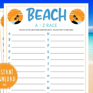 Beach A-Z Word Race Game | Printable Summertime Games | Fun Beach ...