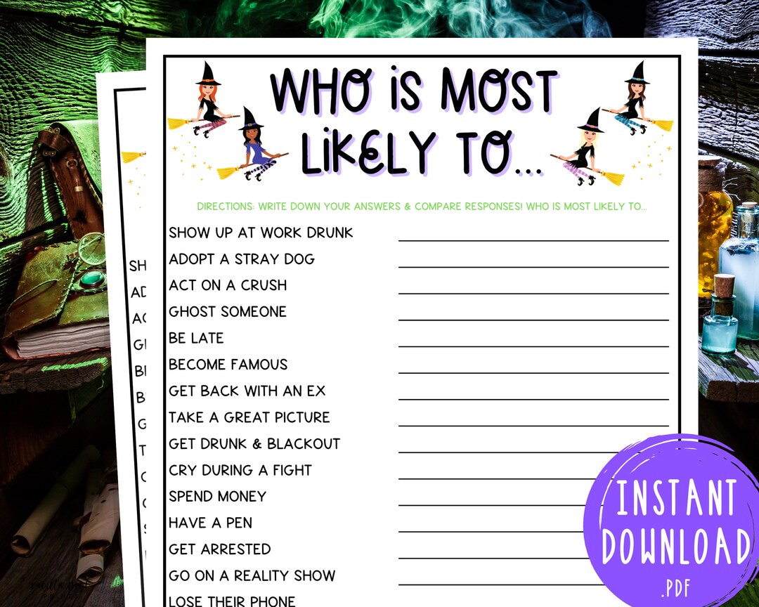Witches Night Out Who is Most Likely to Game Fun Halloween - Etsy
