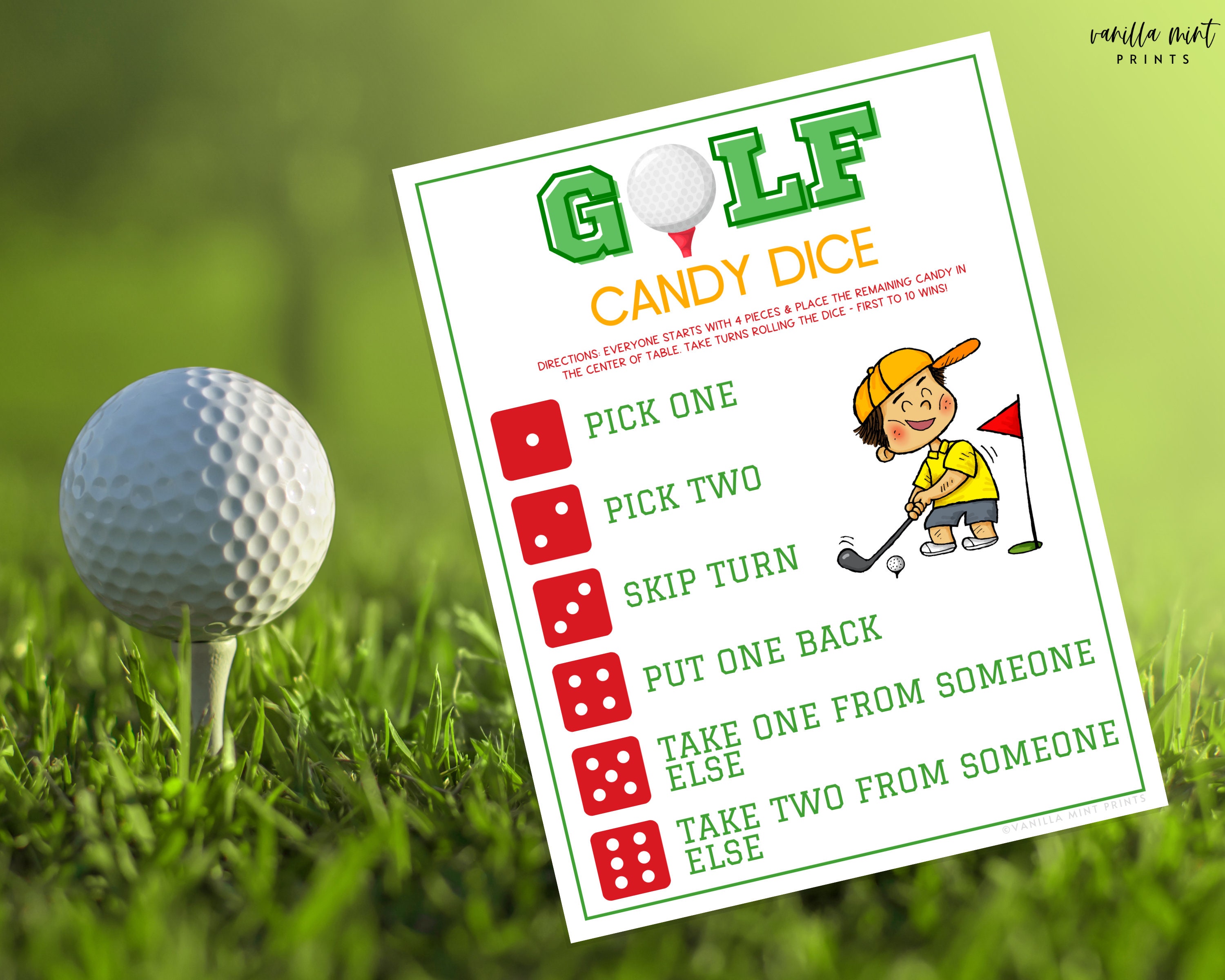 Golf Candy Dice Game Printable Golf Team Party Games - Etsy Canada