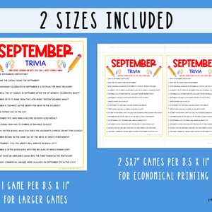 September Trivia Game | Printable Month Party Games | Fall Activities ...