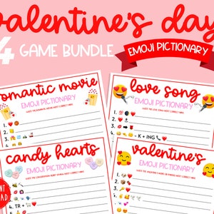 Valentine's Day 4 Game Emoji Pictionary BUNDLE Fun Valentine's Day ...