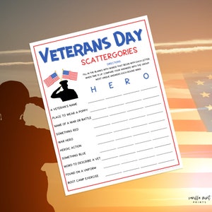 Veterans Day Scattergories Game | Printable Veterans Day Party Games ...