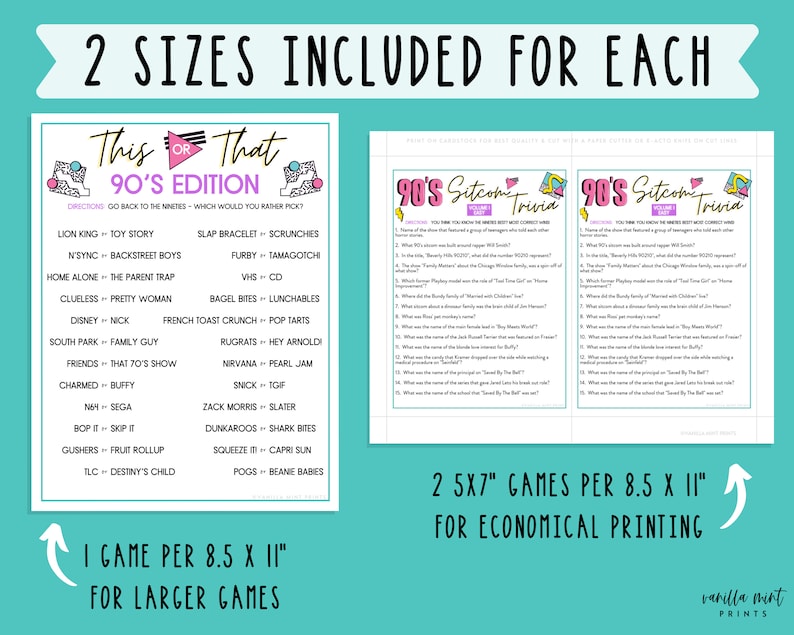 1990's Trivia 90s Trivia BUNDLE of 10 Games Trivia | Etsy