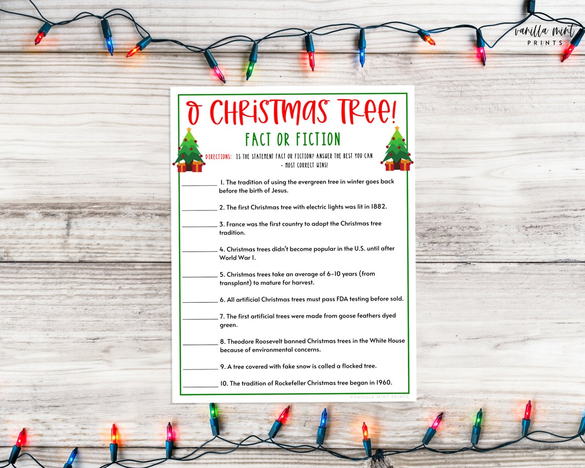 O Christmas Tree Trivia Game Fact or Fiction True or False | Etsy