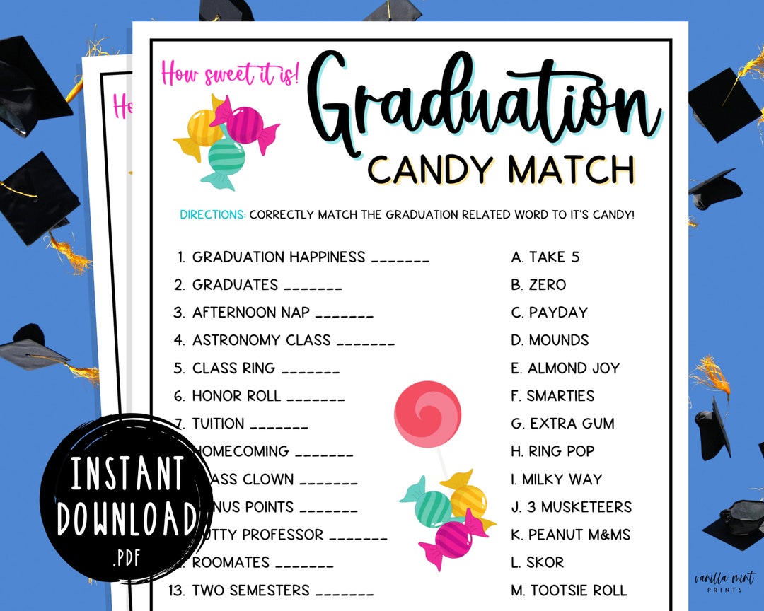 Graduation Games | Candy Match | Fun Graduation Party Games | Class of ...