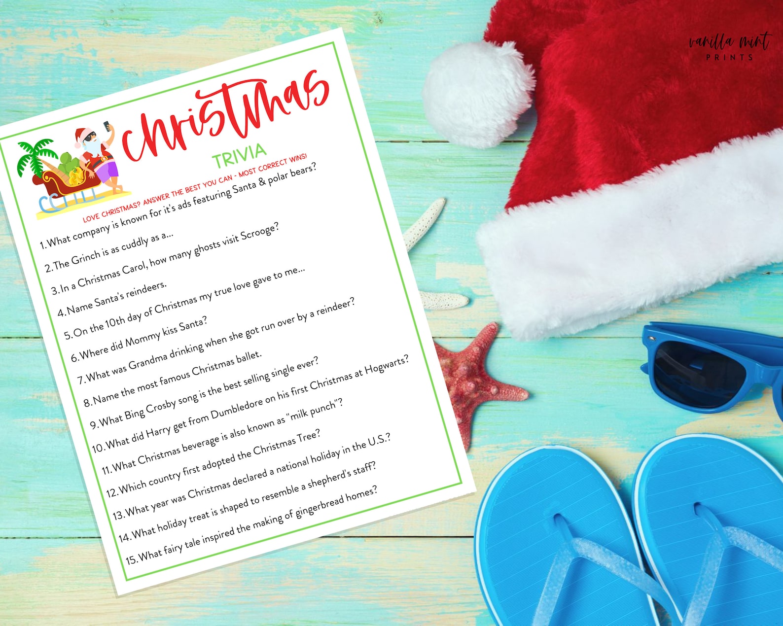Christmas in July Trivia Party Game Beach Christmas - Etsy