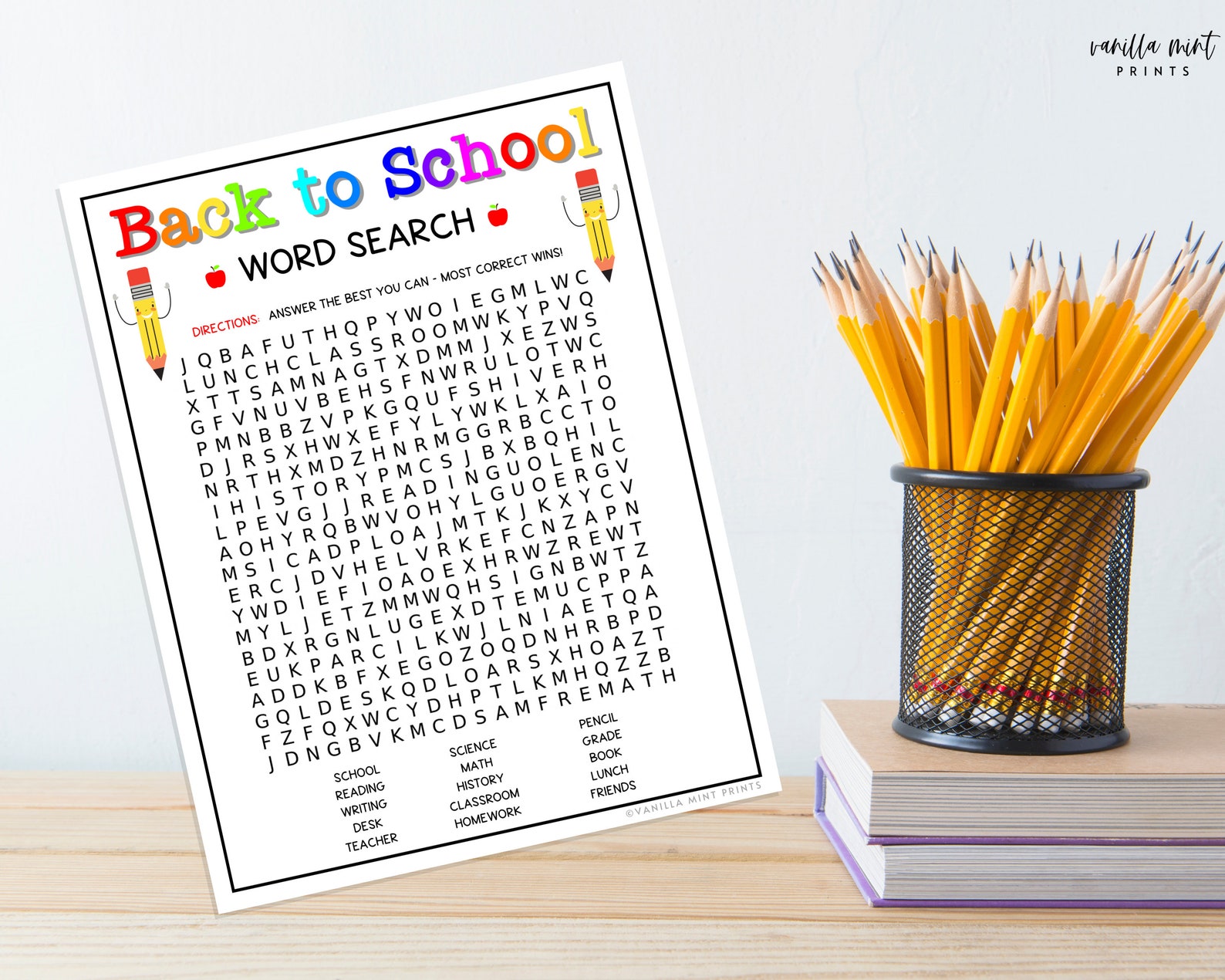 Back to School Game Word Search First Day of School | Etsy