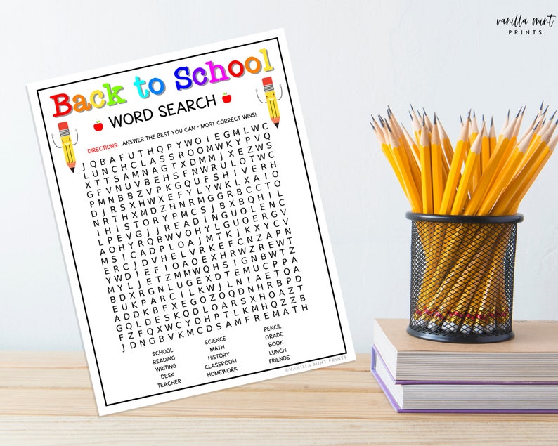 Back to School Game Word Search First Day of School - Etsy