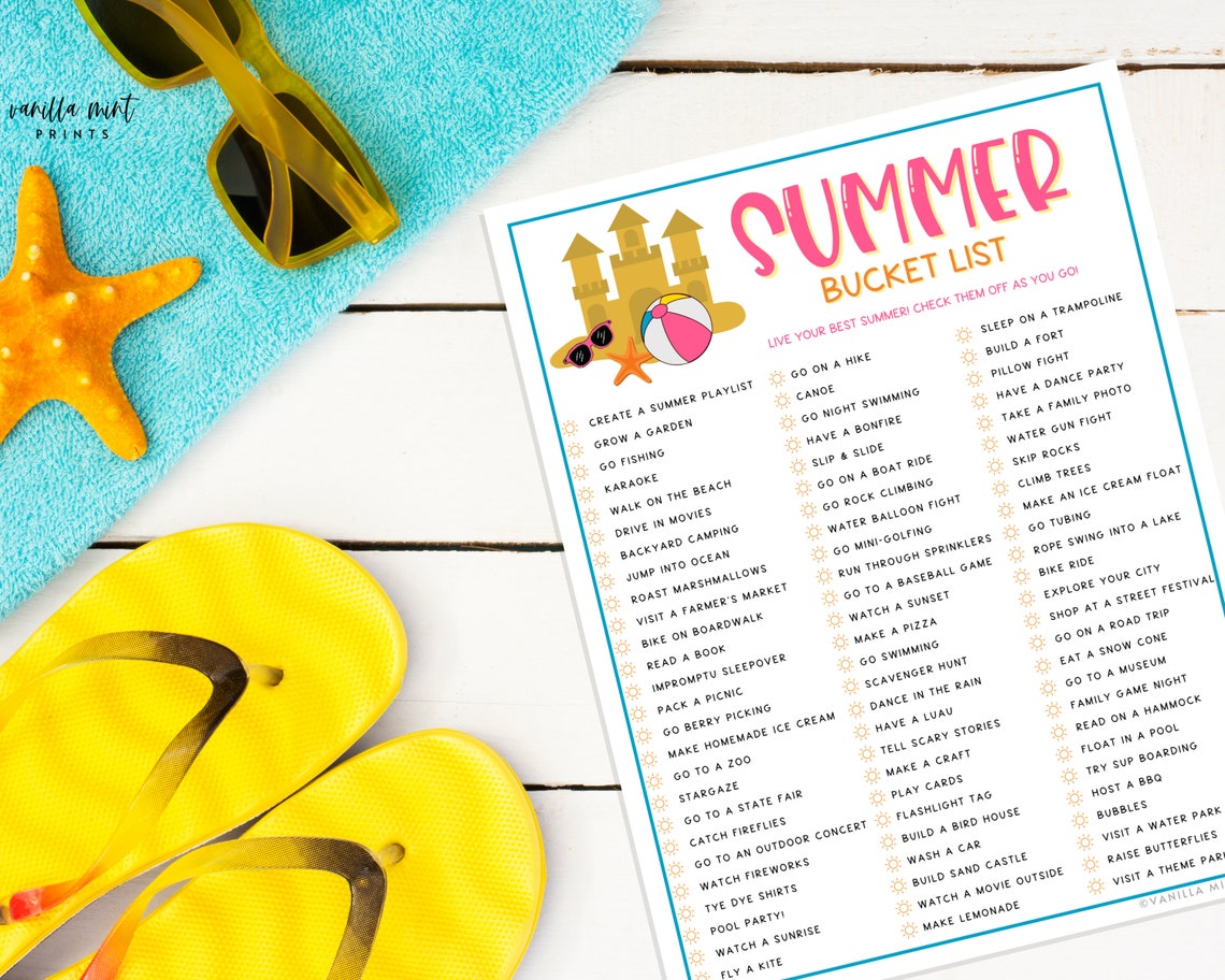 Summer Bucket List Game Printable Summertime Games Party - Etsy