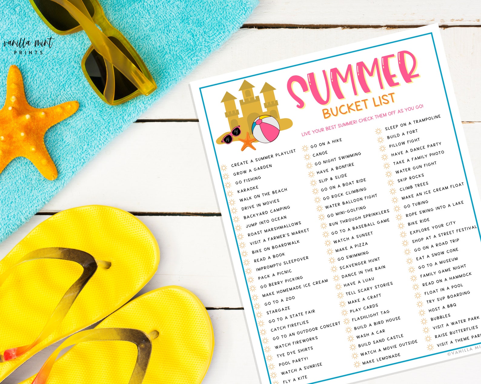 Summer Bucket List Game Printable Summertime Games Party - Etsy
