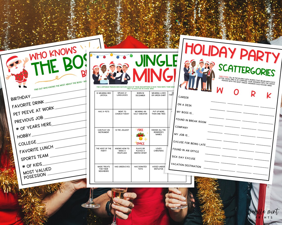 Holiday Office Party 7 Game BUNDLE | Xmas Party Games | Christmas Work ...