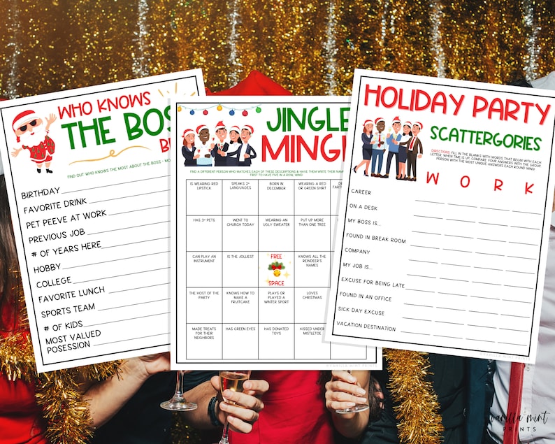 Holiday Office Party 7 Game BUNDLE Xmas Party Games - Etsy