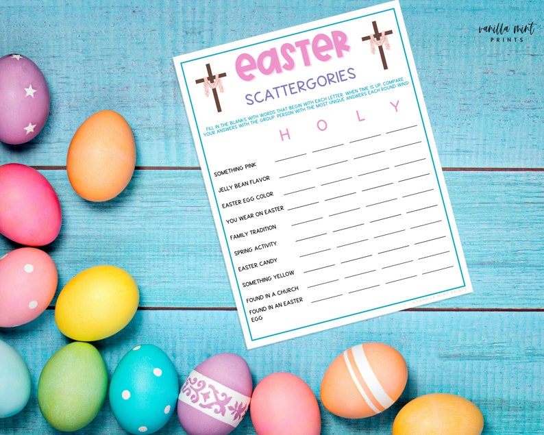 Easter Scattergories Game Printable Easter Games Party - Etsy