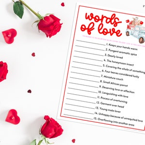 Valentine's Day Words of Love Game | Fun Valentine's Day Printable ...