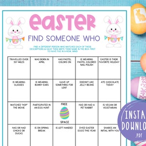 Easter Find Someone Who Game | Printable Easter Games | Party Games ...