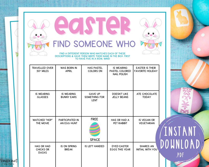 Easter Find Someone Who Game Printable Easter Games Party - Etsy
