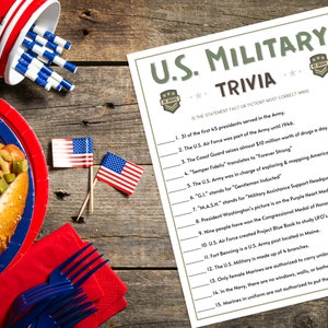 U.S. Military Trivia Game | Memorial Day Printable Party Games ...