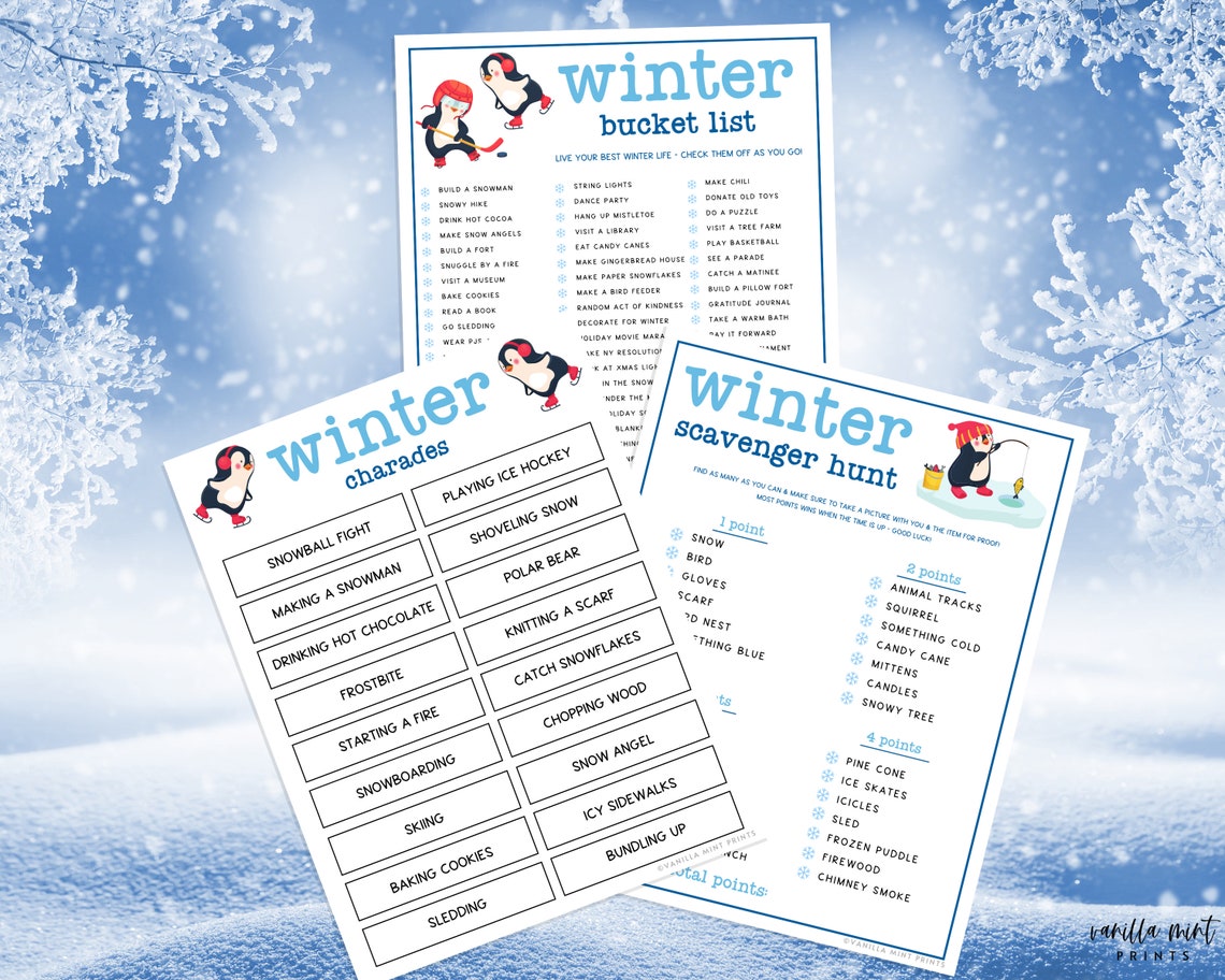 10 Winter Games BUNDLE Printable Winter Games PACK - Etsy