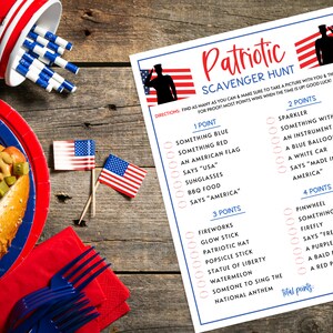 Patriotic Scavenger Hunt Game | Printable Memorial Day Party Games ...