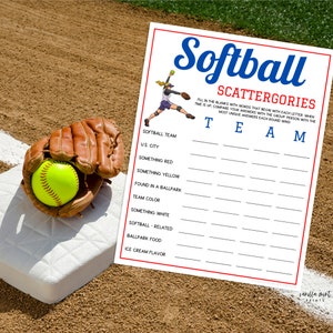 Softball Scattergories Game | Printable Softball Team Party Game ...